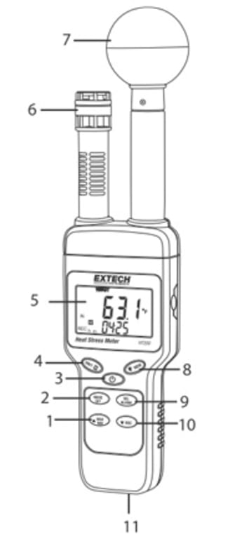 Extech HT200 - Heat Stress (WGBT) Wet Bulb Globe Temperature Meter ...