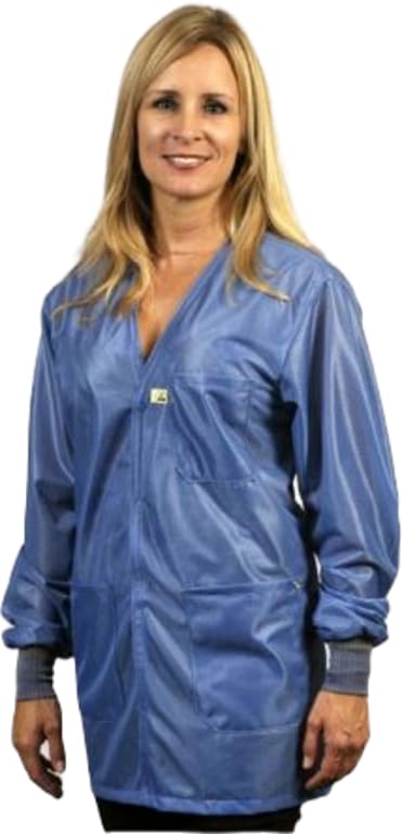 Tech Wear V-neck VOJ-23C, Hip-Length Jacket w/ESD Cuffs (Blue) | TEquipment