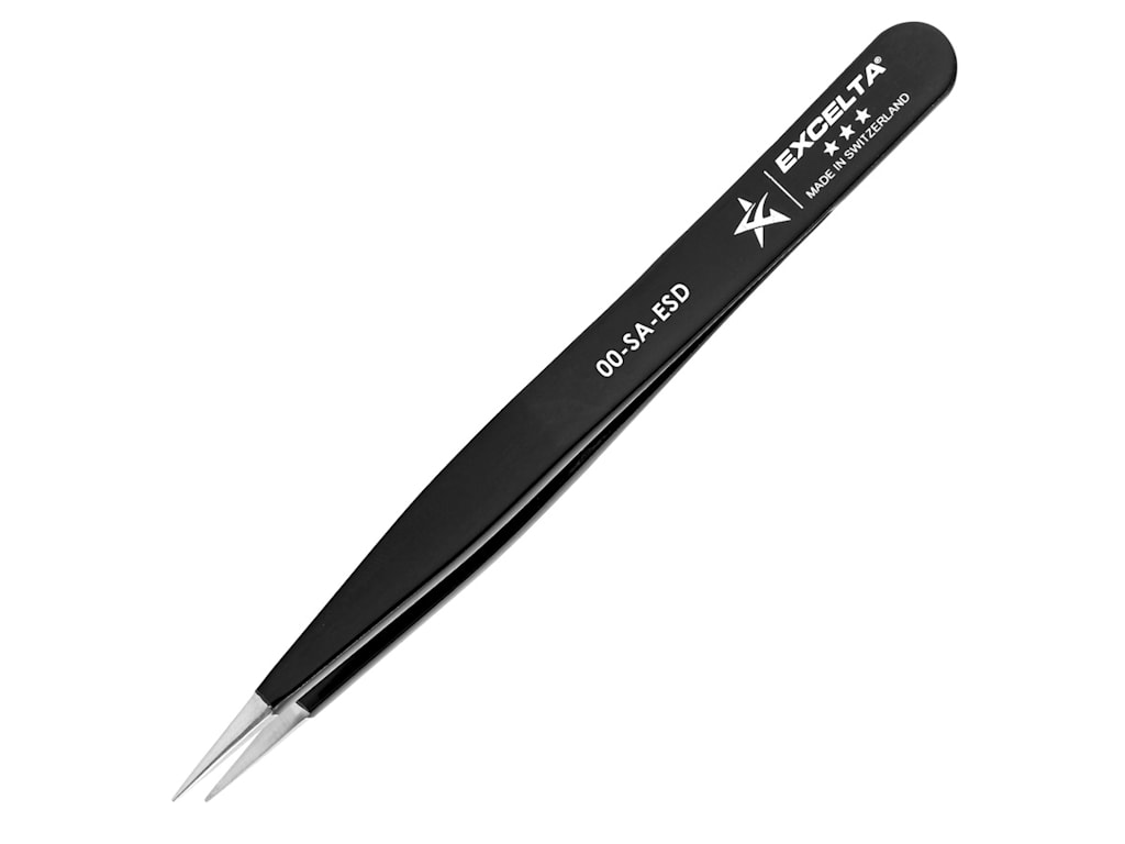 Excelta 00-SA-ESD Tweezers, 3-Star, Straight, Strong Medium Point, Anti ...