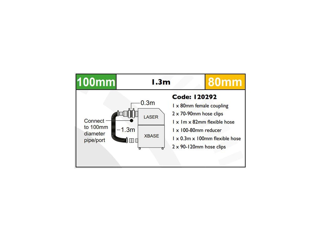 Purex 120292 - 100mm - 80mm x 1.3m Connection Kit | TEquipment