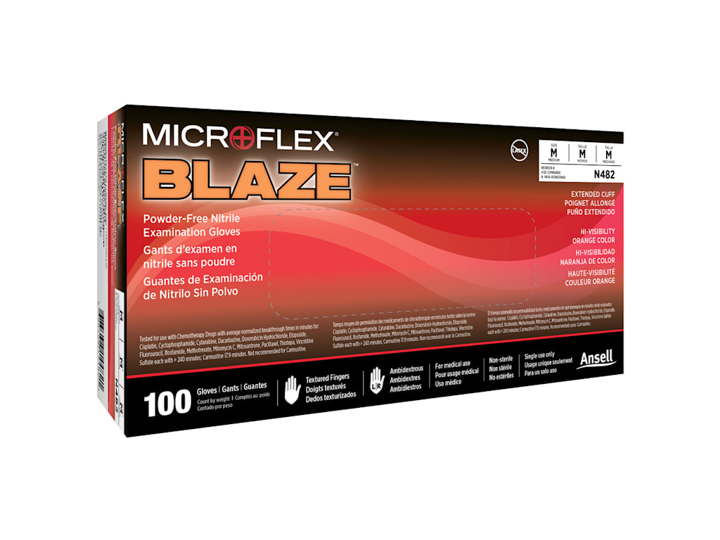 MICROFLEX 162970 Gloves, Nitrile, Powder Free, Texture, Orange, Sm, 100 ...