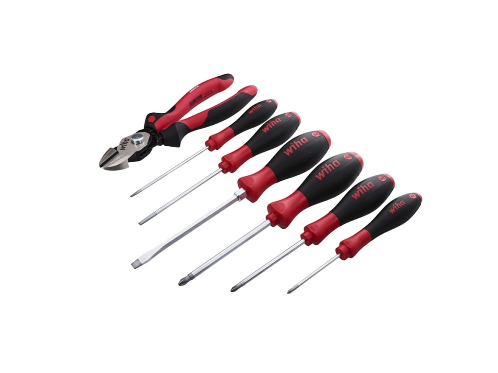 Wiha 30942 - Cutter and Screwdriver Set, Industrial, SoftFinish, 7pcs ...