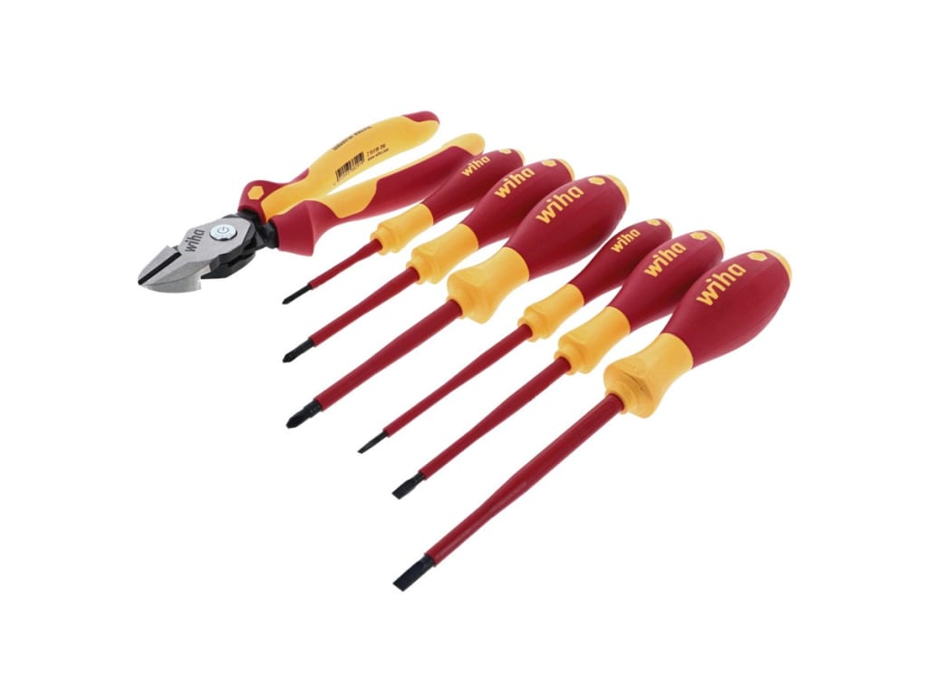 Wiha 32942 - Cutter and Screwdriver Set, Insulated, SoftFinish, 7pcs ...