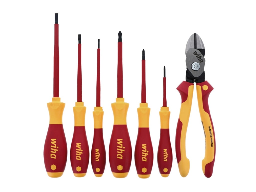 Wiha 32942 - Cutter and Screwdriver Set, Insulated, SoftFinish, 7pcs ...