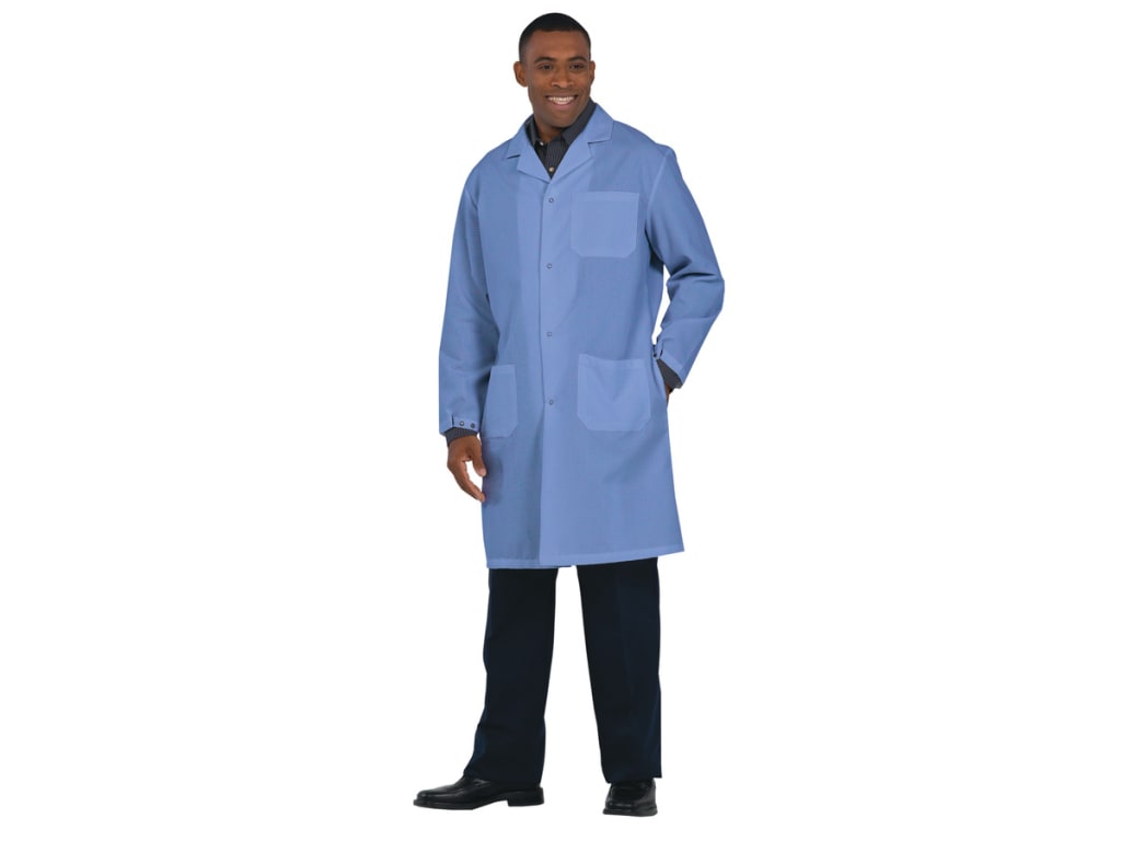 Worklon 473-M - ESD Lab Coat, 41" OAL, Knee Length, Microstat, Unisex, Silica Blue, Medium ...