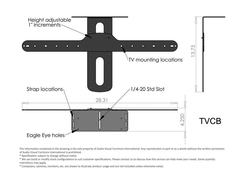 AVFi TVCB Camera Bracket (32 - 55-inch TV's) - Black | Touchboards