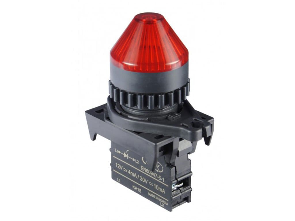 Autonics L2RR-L2RD - 22/25 mm Pilot Light, Red, Horn Head, LED 12-30VDC ...