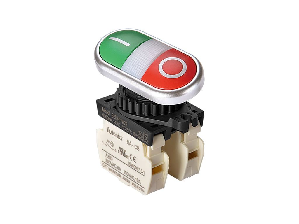 Autonics S2TR-P1W2B 22/25 mm Double Push Button Switch, Auto Spring ...