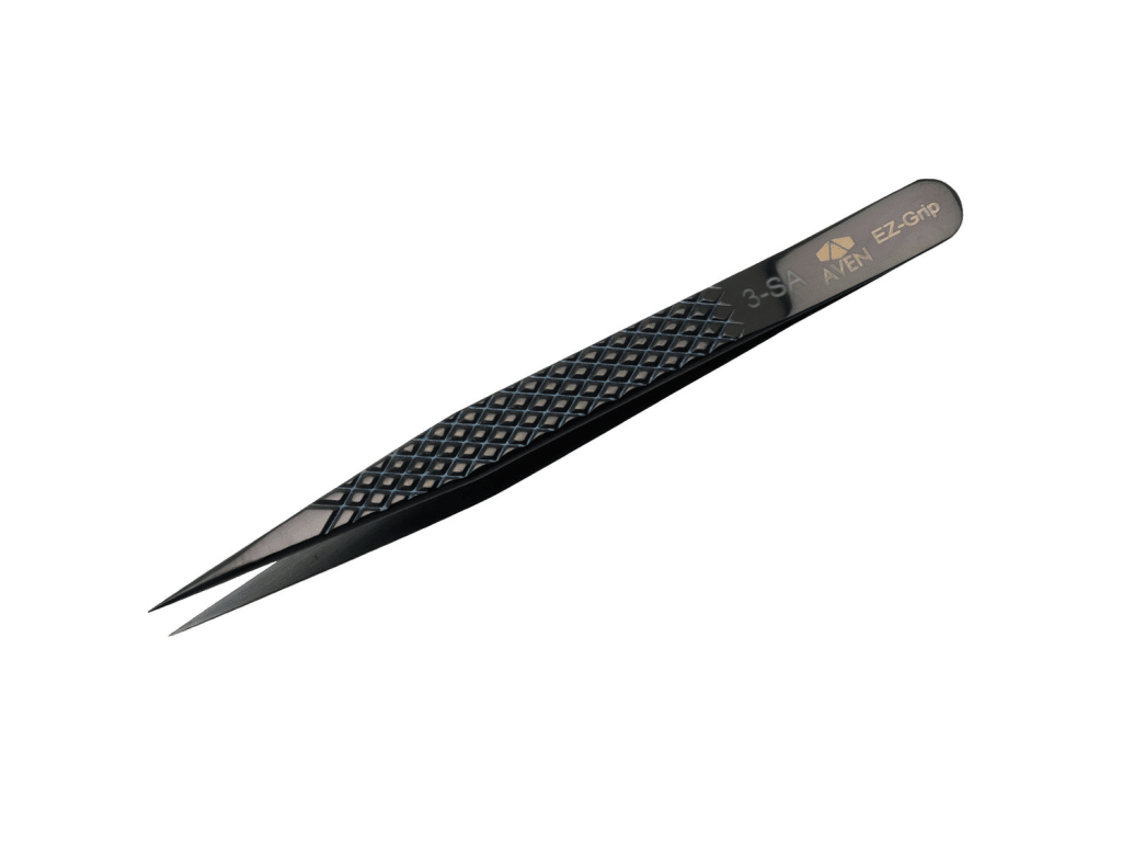 Aven Tools 18053EGBLK - EZ Grip Tweezers, Pattern #3, Stainless Steel ...