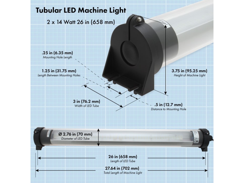 Aven Tools 26600-505G - Tubular LED Machine Light (2 x 14 Watt, 26 ...