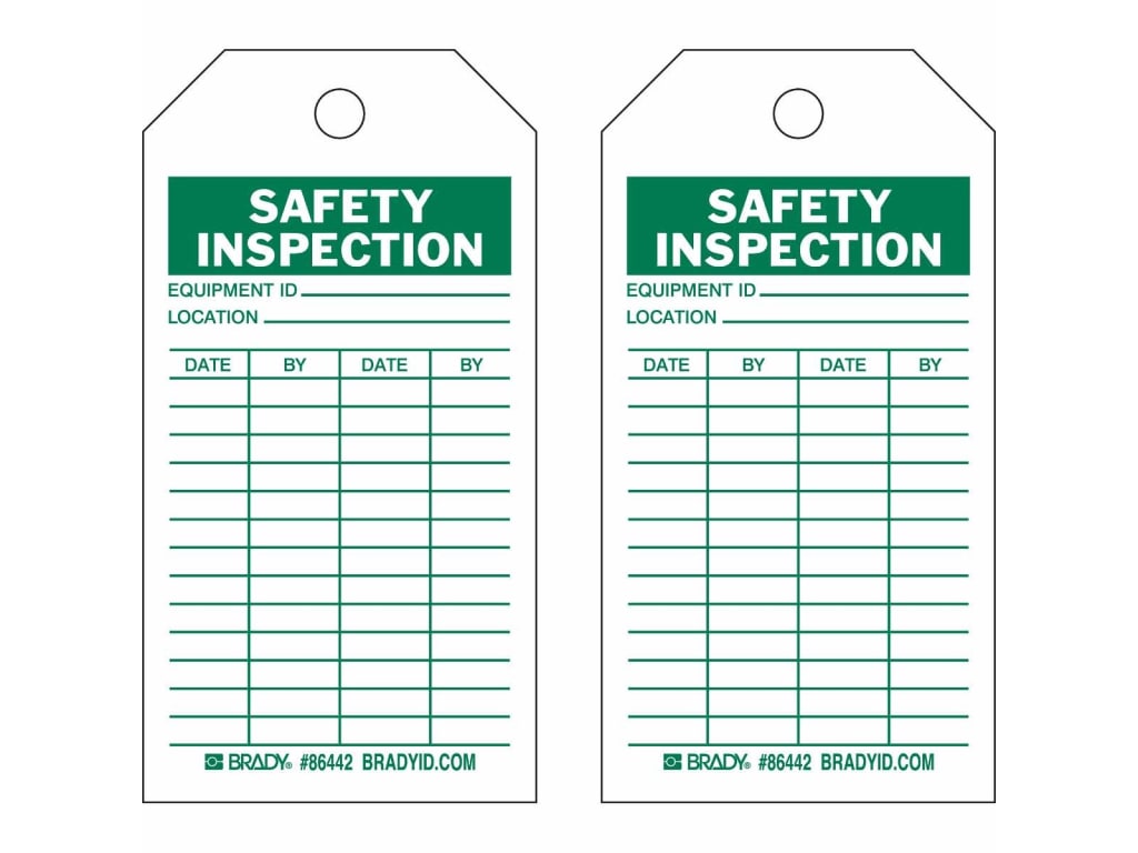 Brady 86442 - Safety Inspection Tags, Heavy Duty Polyester, Laminated ...