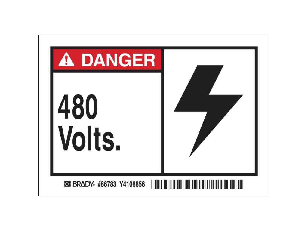 Brady 86783 - Danger 480 Volts Labels | TEquipment