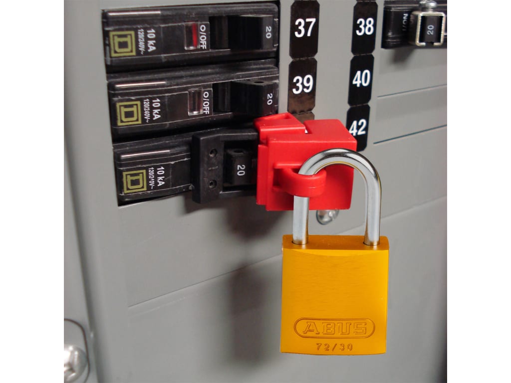 Brady 65965 - Clamp-On Breaker Lockout, Flip Cover, Red, 0.95" H x 2. ...