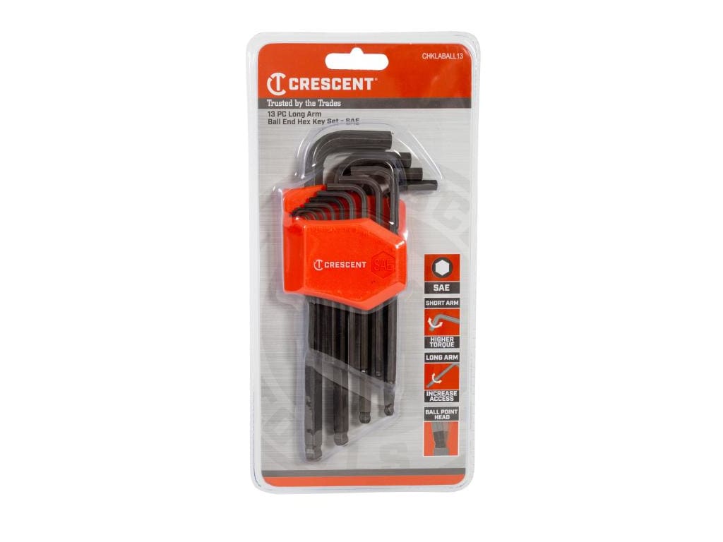 Crescent CHKLABALL13 - Hex Key Set, Long Ball End, SAE, 13/Pcs | TEquipment