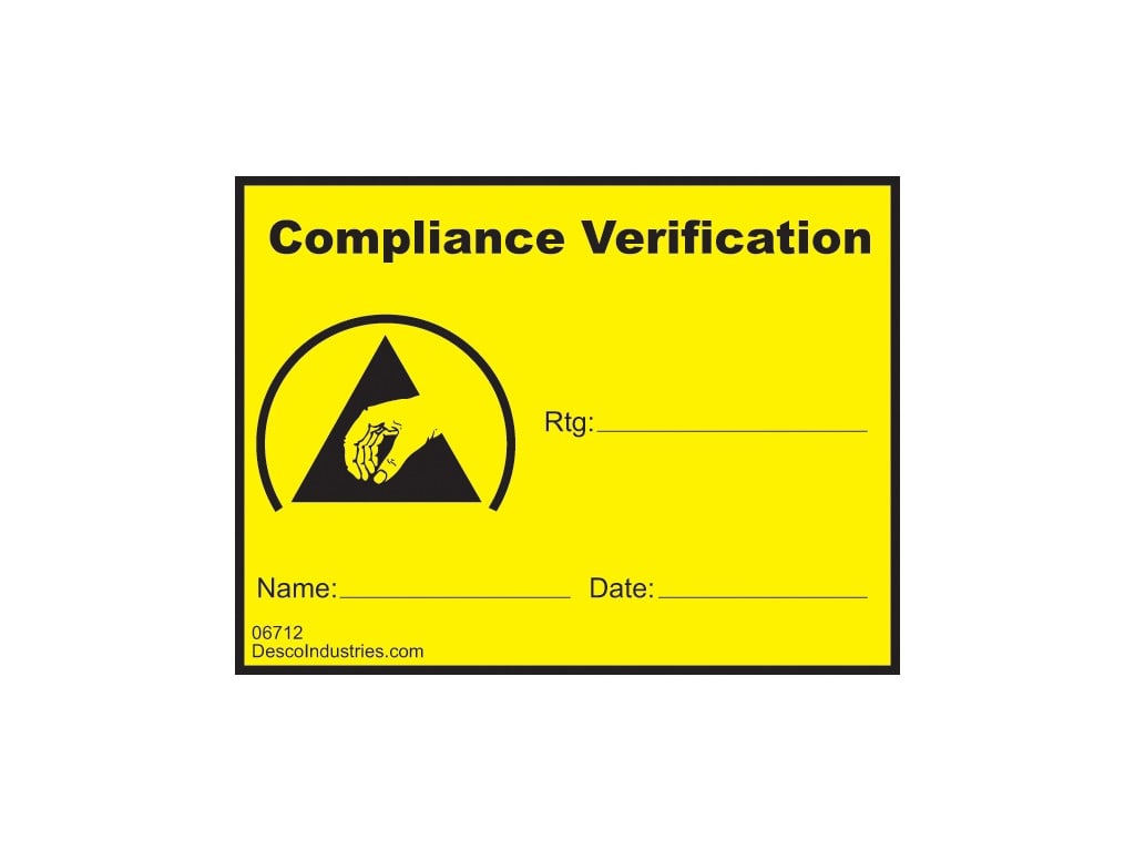 Desco 06712 - Compliance Verification Label, Permanent, 1.5" x 2 ...