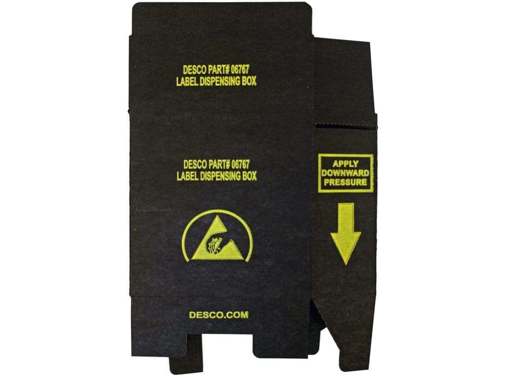 Desco 06767 - Label Dispensing Box, 2" x 2" Maximum Label Size | TEquipment