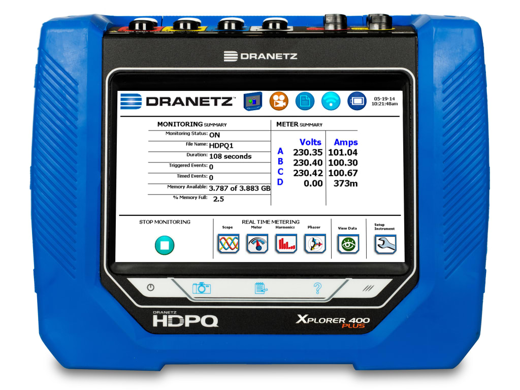 Dranetz HDPQ-P-X4AMFLEX3PKG - Xplorer 400 Plus Power Quality Analyzer ...