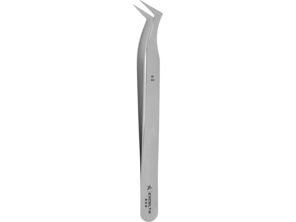 Excelta 6-S - 70° Angled Flat Sharp Precision Pointed Tweezer, 4.5 ...