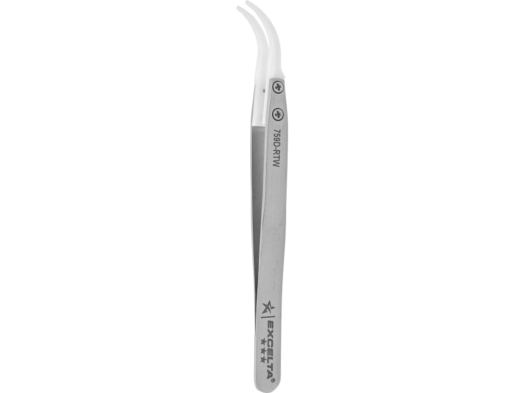 Excelta 759D-RTW - 40° Curved Soft Replaceable Tip Tweezer, 5", Acetal ...