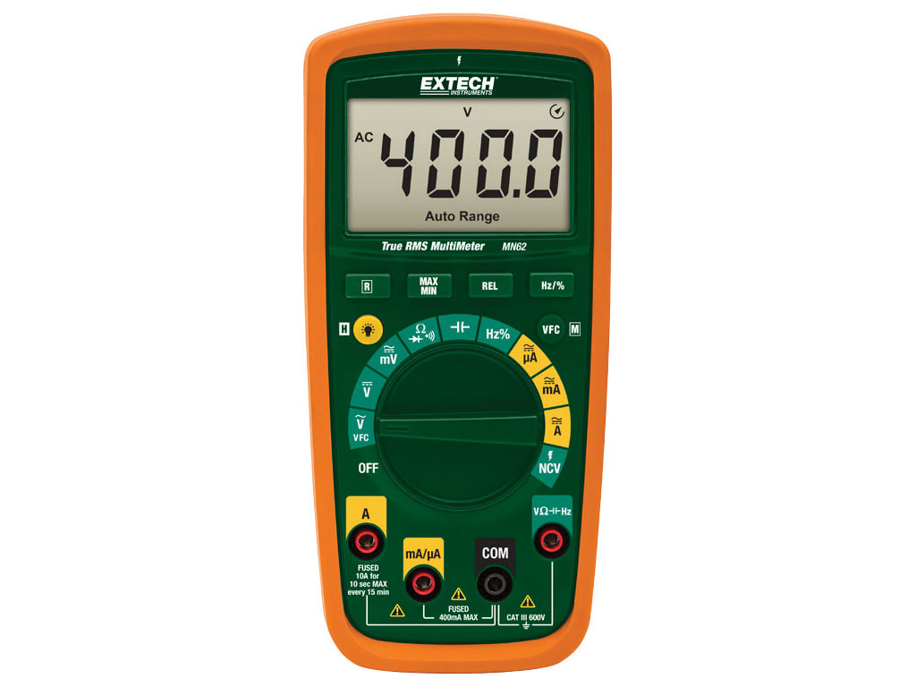 Extech MN62-K-NIST True RMS Multimeter with AC Voltage Detector ...