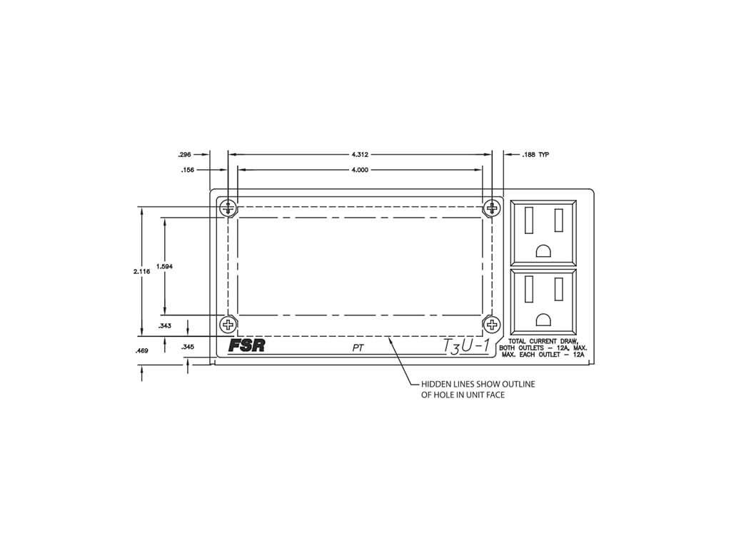 FSR T3U-1R-BRS Table Box - AC Duplex, Brass Cover and Trim Ring ...