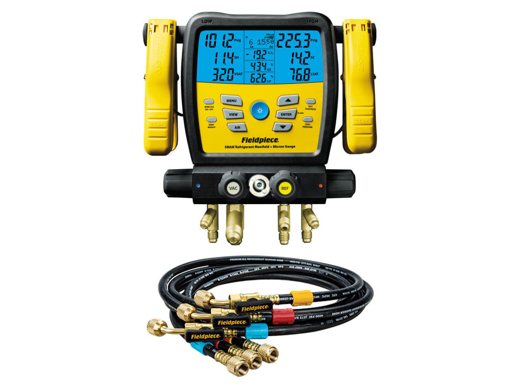 Fieldpiece SM480V - Four Port, Wireless SMAN Manifold with Micron Gauge ...