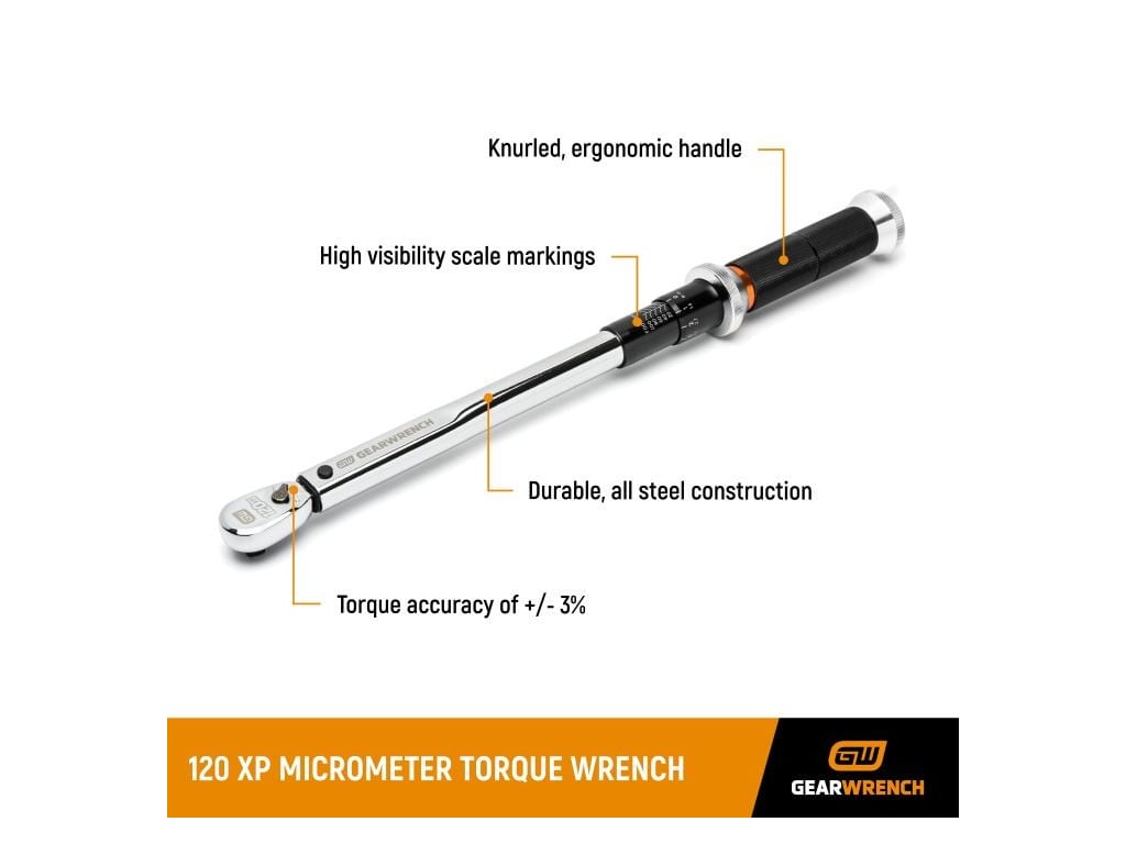 GEARWRENCH 85180 - 1/2" Drive 120XP™ Micrometer Torque Wrench 20-150 ft ...