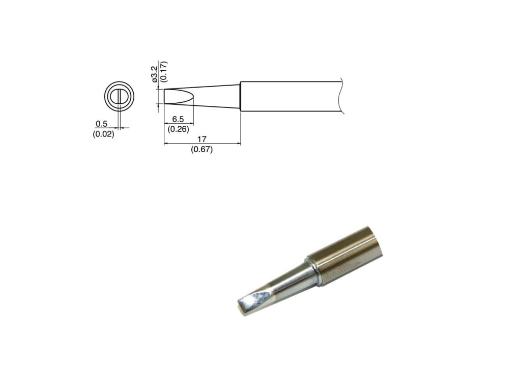 Hakko T34-D32 - T34 Series Soldering Tip; Chisel, 3.2MM x 0.5mm x 17mm | TEquipment