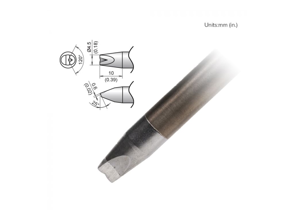Hakko T53-DR45 - T53 Series Soldering Tip; Chisel with V- Groove, 4.5 x ...