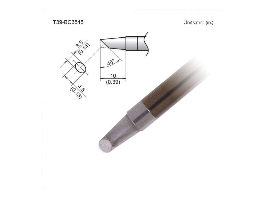 Hakko T39-BC3545 - Bevel Tip; 3.5mm/45 Degrees x 10mm | TEquipment