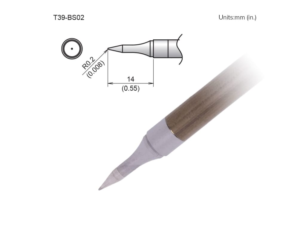 Hakko T39-BS02 - Conical Tip (Slim); R0.2 x 14mm | TEquipment