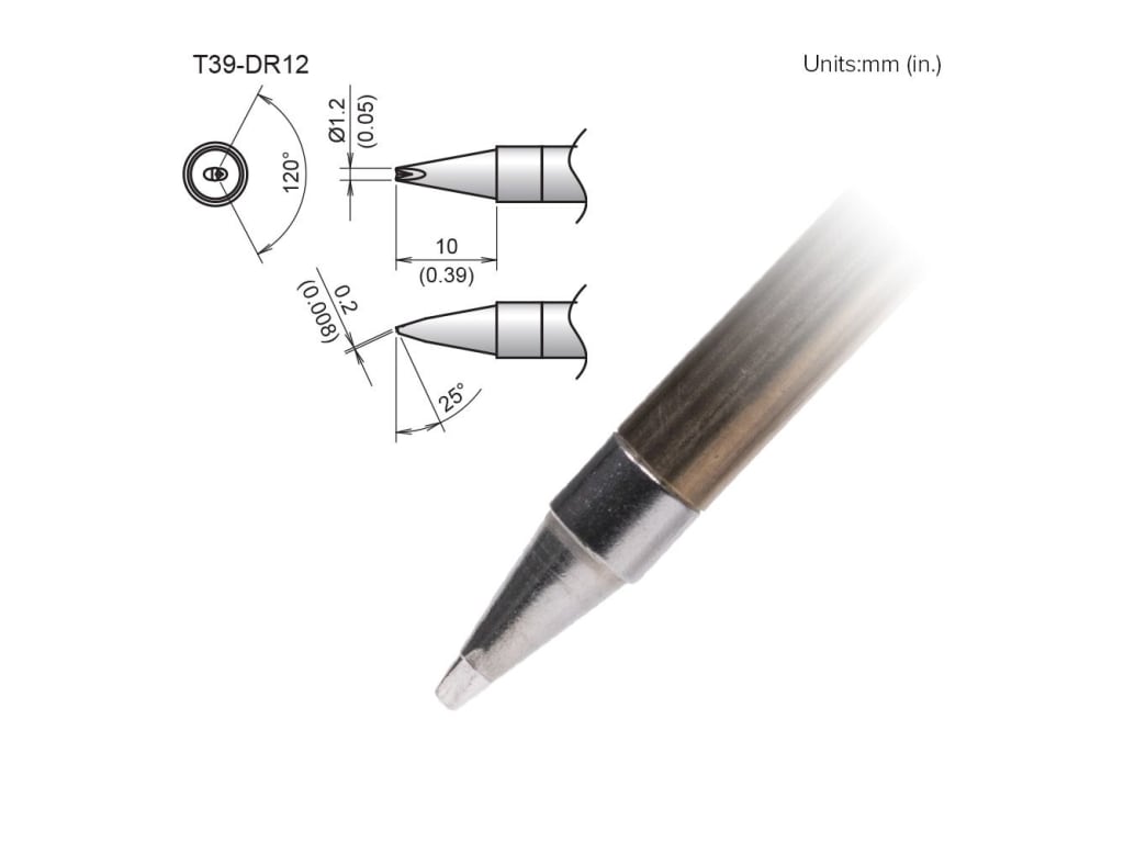 Hakko T39-DR12 - Chisel Tip with V-Groove; 1.2 x 10mm | TEquipment