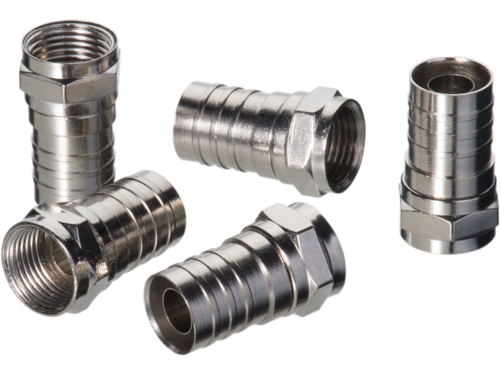 Ideal 85-037 - F-CONN, RG-6 Crimp-On Connector, Pack of 10 | TEquipment