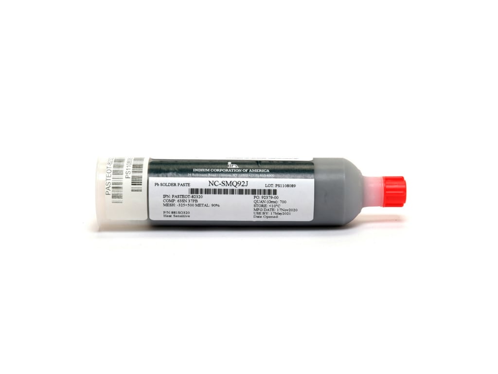 Indium 82320-700C - Solder Paste, No Clean, Leaded, T3, 90%, Sn63Pb37 ...