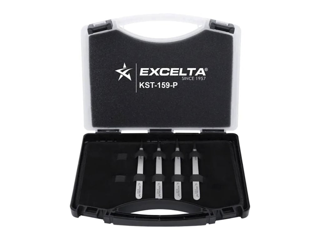 Excelta KST-159-P Tweezer Kit, Replaceable Carbofib Tip, Plastic Case ...