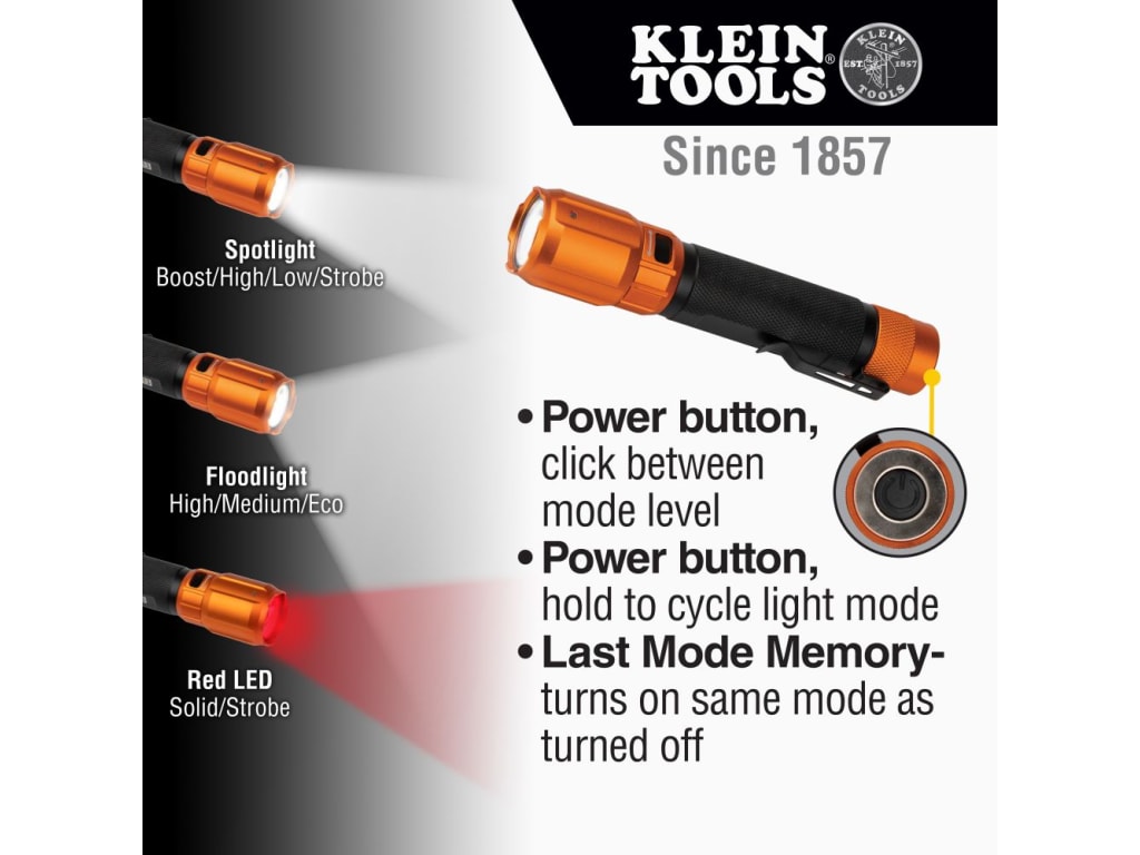 Klein 56413 - Rechargeable 2-Color LED Flashlight with Holster | TEquipment