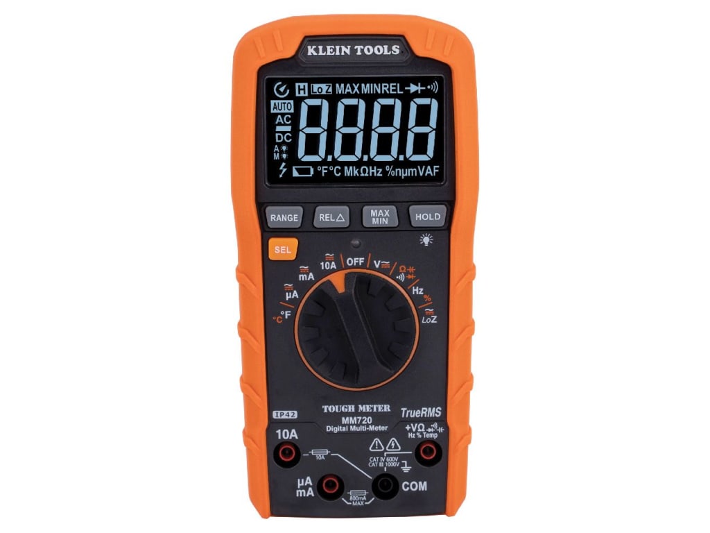 Klein Tools MM720 - Digital Multimeter, TRMS Auto-Ranging, 1000V, Temp ...