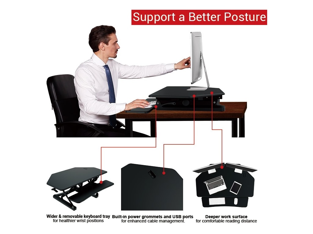 Loctek LXC41W Wide Platform Height Adjustable Standing Desk Riser ...