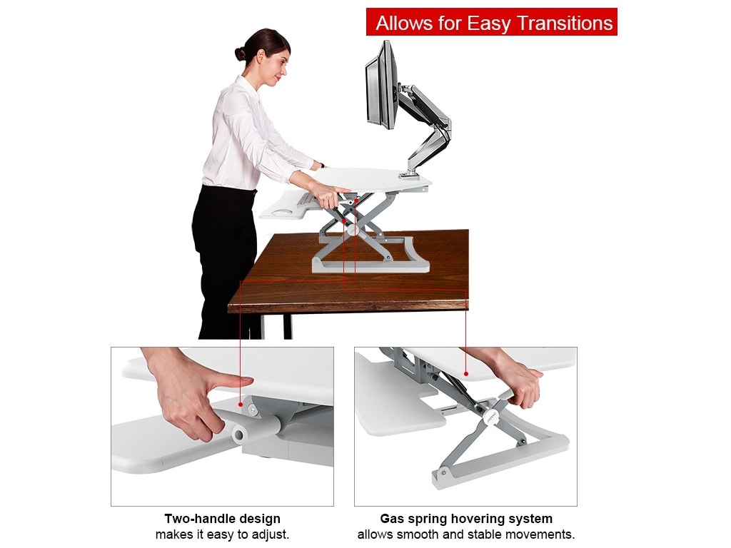 Loctek LXC41W Wide Platform Height Adjustable Standing Desk Riser ...