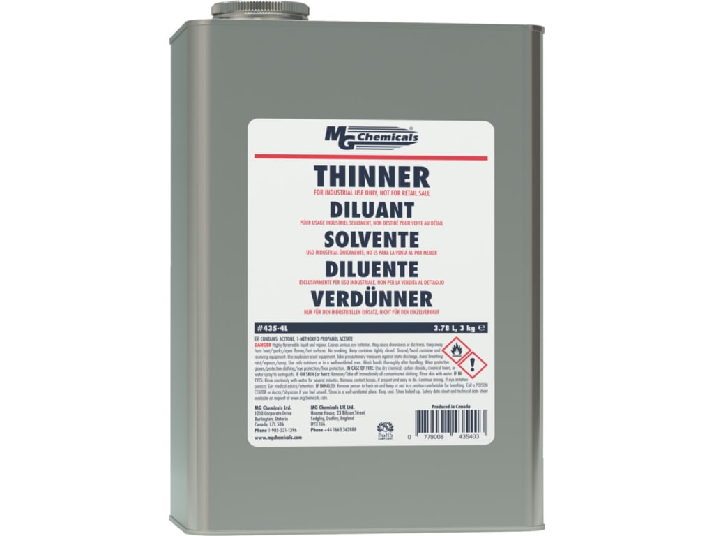 MG Chemicals 435-4L - Thinner, Low VOC, Fast Evaporation Rate, 1 Gal ...