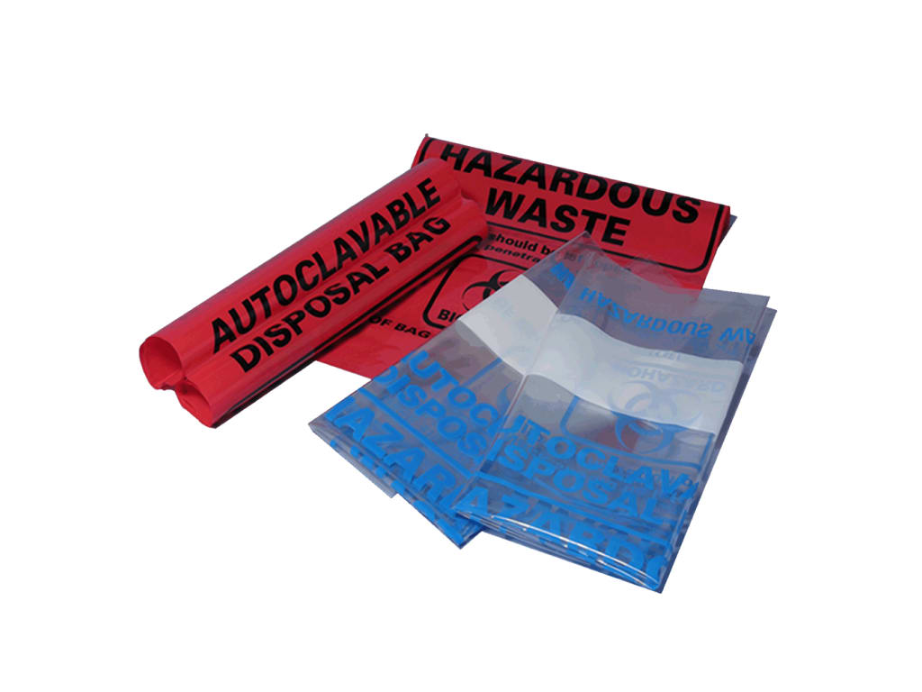 MTC Bio A9004R - Biohazard Autoclave Bags w/ Black Printed Markings, 8. ...