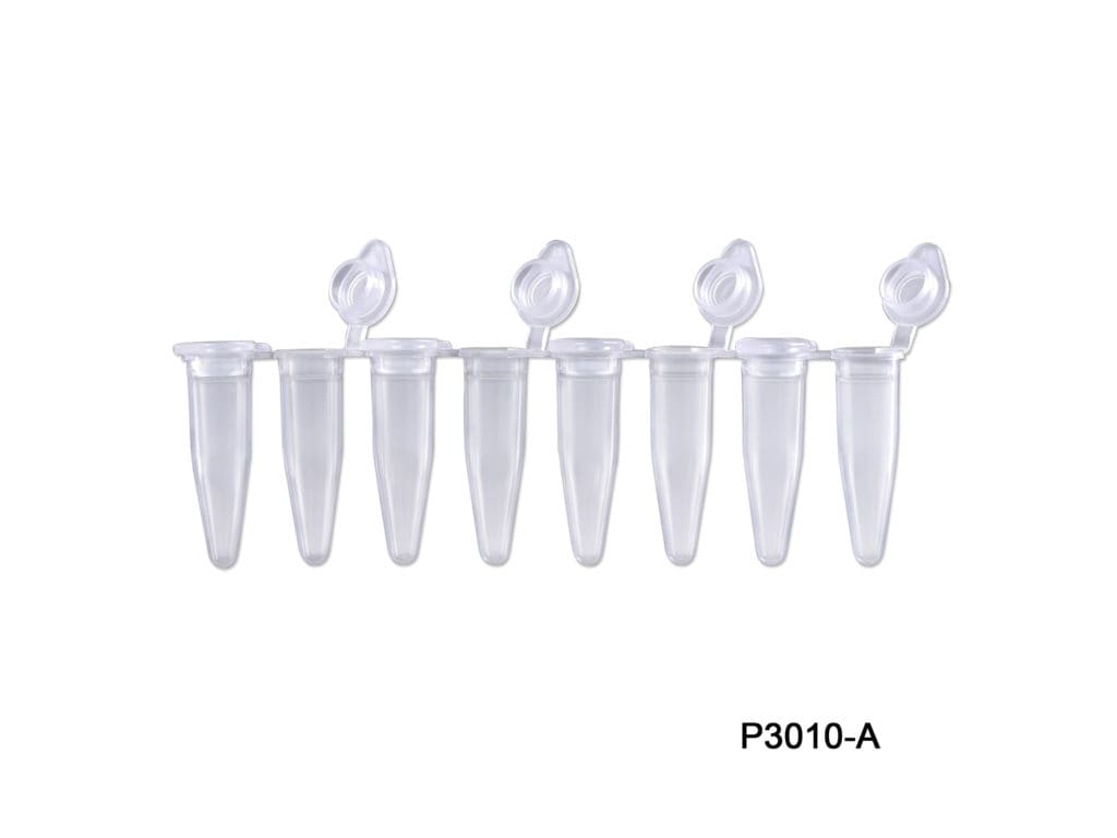 MTC Bio P3010-A - PCR 8-Strips w/ Attached Individual Flat Caps, 0.2ml, 120/Pack | TEquipment