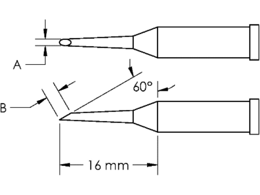Metcal GT4-HF6030S - GT Tip, T4, Hoof, (Bevel/L) 60° x 6.5, (Ø X L) 3.0 ...