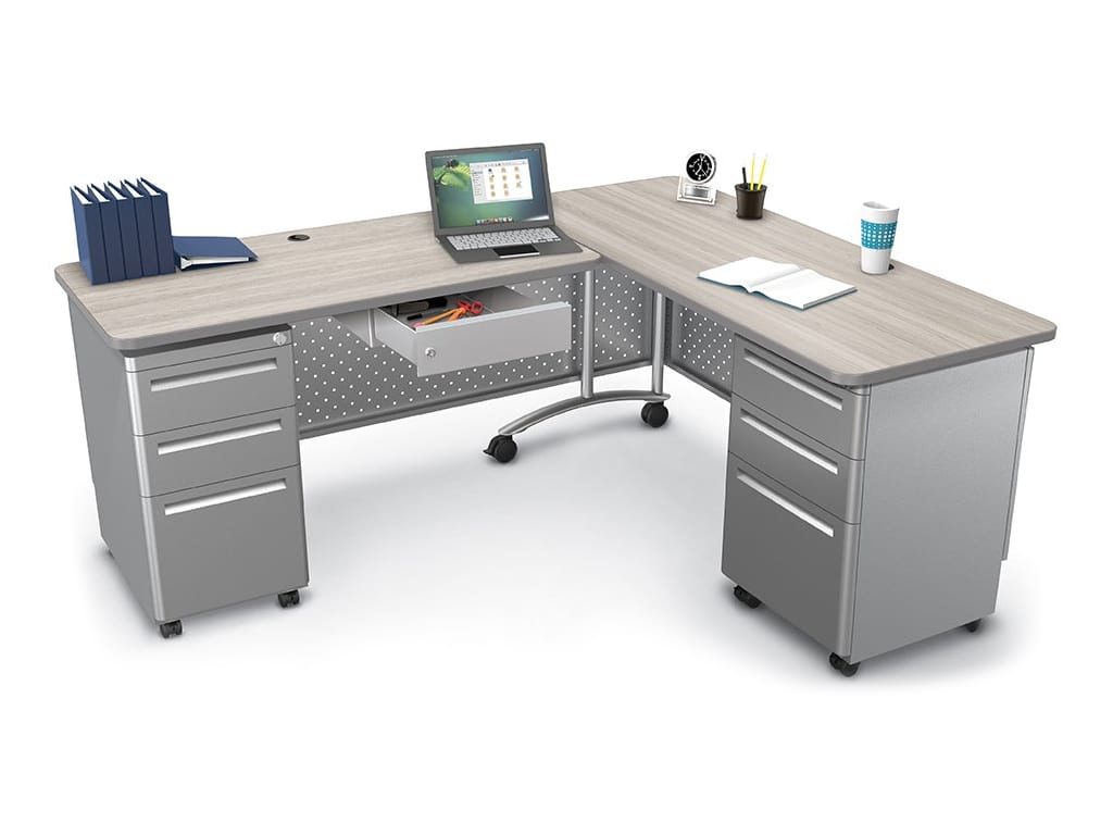 MooreCo balt 90449 Modular Teacher's Desk - 5ft x 2ft Double Pedestal ...