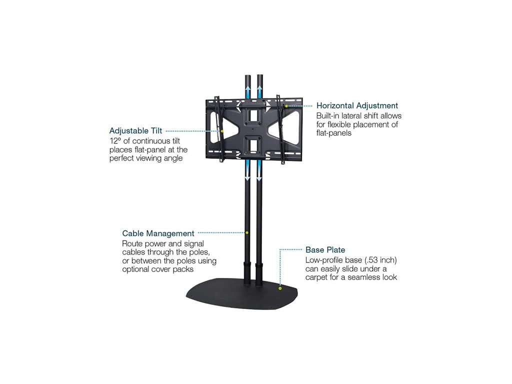 Premier Mounts TS72B-MS2 Low-Profile Floor Stand with 72-in Dual Poles ...