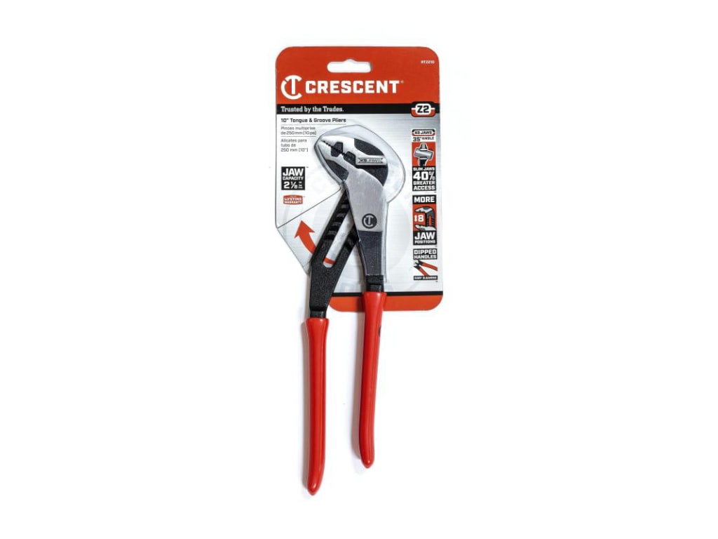 Crescent RTZ210 - Tongue and Groove Plier, 10", Straight Jaw, Dipped ...