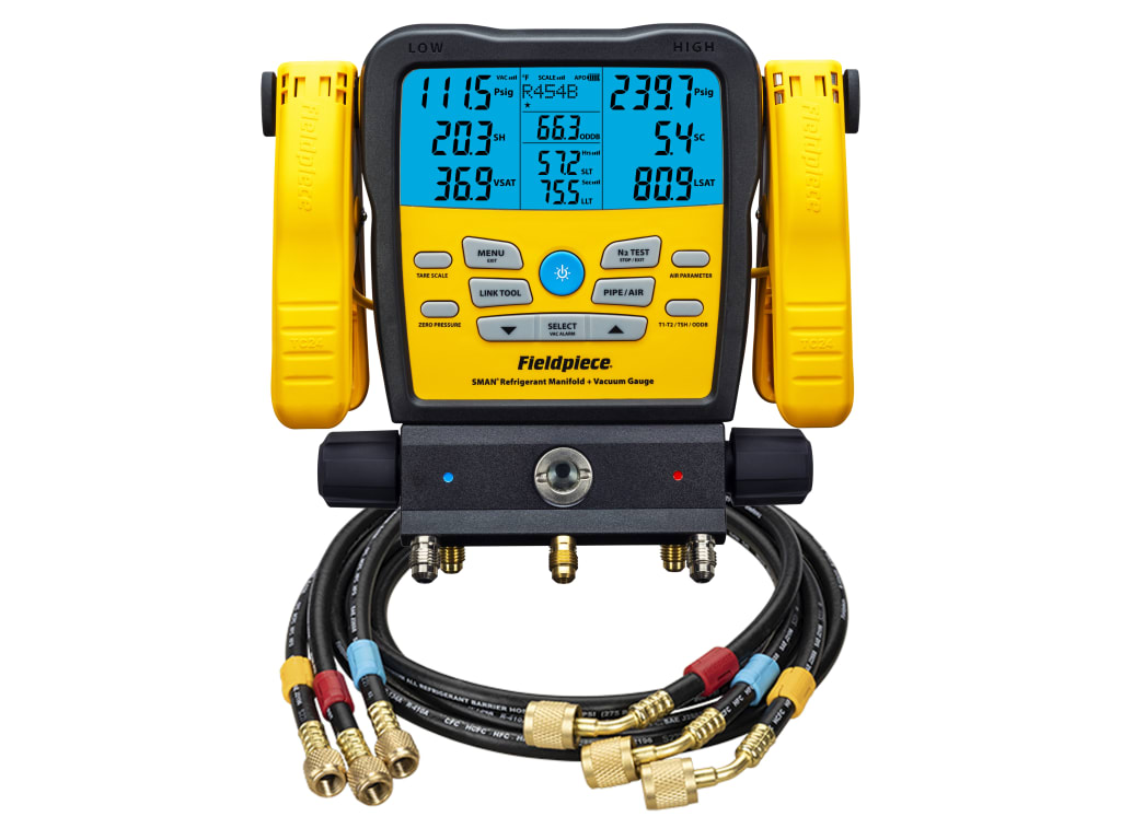 Fieldpiece SM382V - Package with 3 Port Wireless Refrigerant Manifold ...
