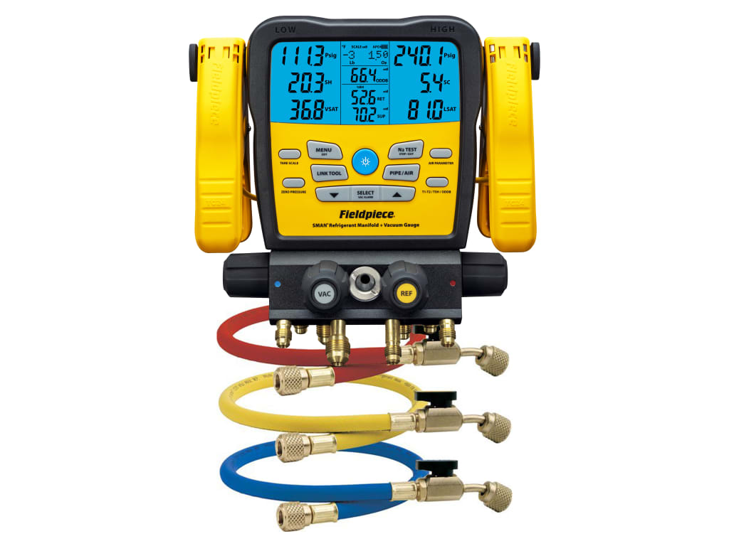 Fieldpiece SM482V - Package with 4 Port Wireless Refrigerant Manifold ...