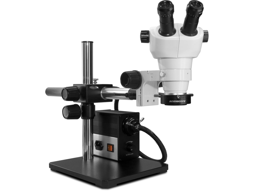 Scienscope NZ-PK5S-AN - Binocular Microscope with Boom Stand, LED Fiber ...
