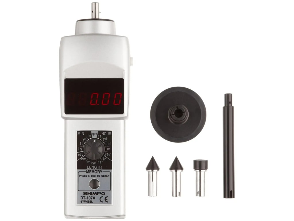 Shimpo DT-107A - LED Contact Tachometer with Included 6” Contact Wheel ...